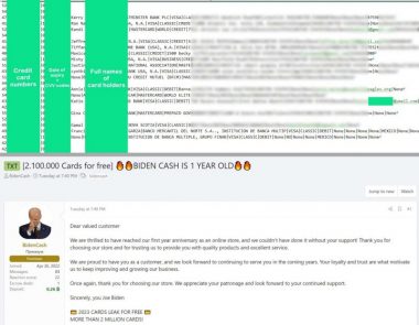 BidenCash Market Leaks 2M Credit Cards in Birthday Blitz