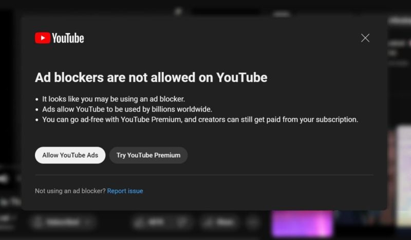 YouTube Takes on Ad Blockers with Warning Pop-Ups