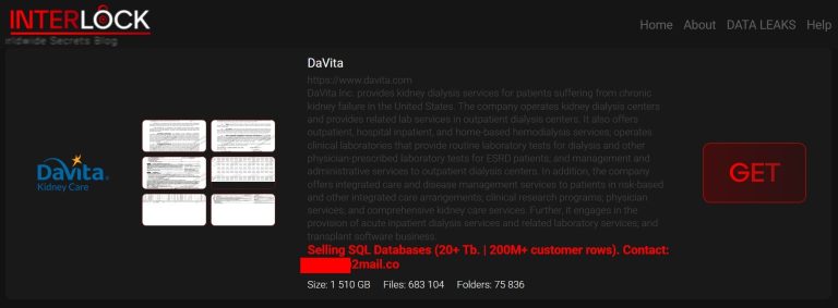 Interlock Ransomware Say It Stole 20TB of DaVita Healthcare Data ...