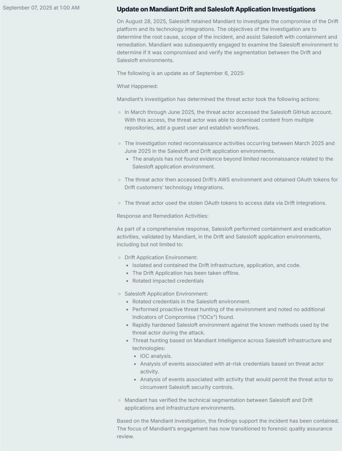 Salesloft Drift Breach Traced to GitHub Compromise and Stolen OAuth Tokens