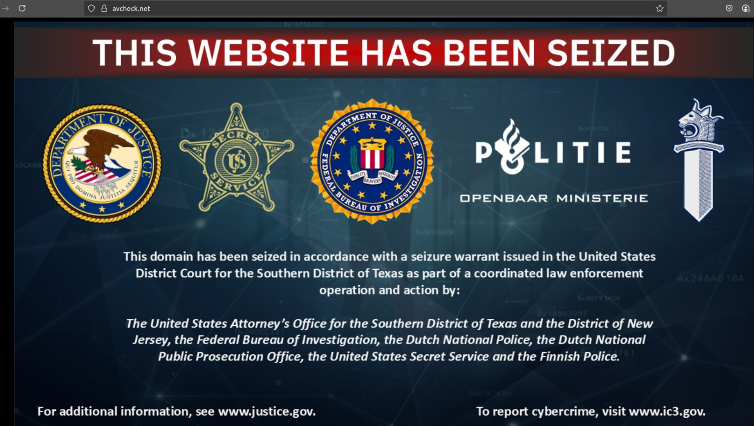 Operation Endgame: Dutch Police Arrest Alleged AVCheck Operator